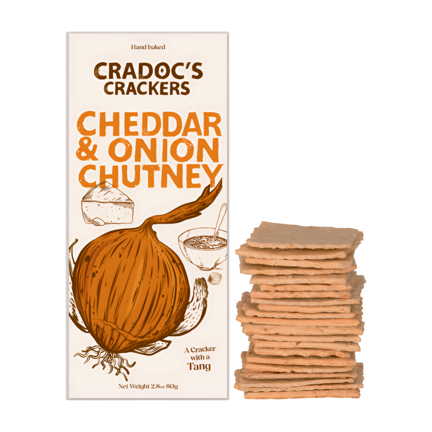 Cradoc's Cheddar & Onion Chutney Crackers (80g) – Fennel and Ginger