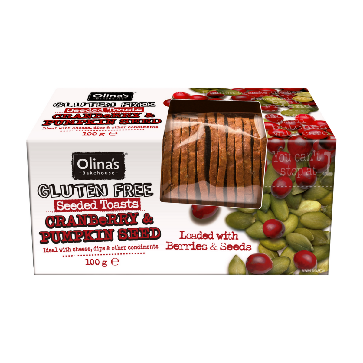 Olina's Bakehouse Gluten Free Cranberry & Pumpkin Seed Toasts (100g ...