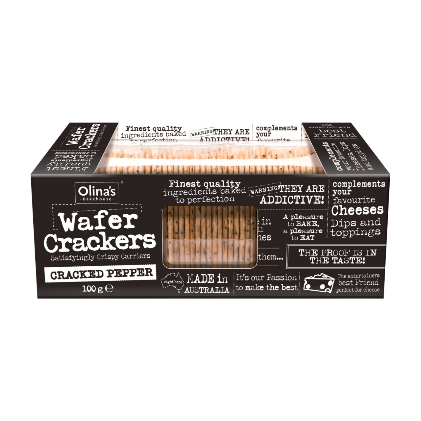 Olina's Bakehouse Cracked Black Pepper Wafer Crackers (100g) – Fennel ...