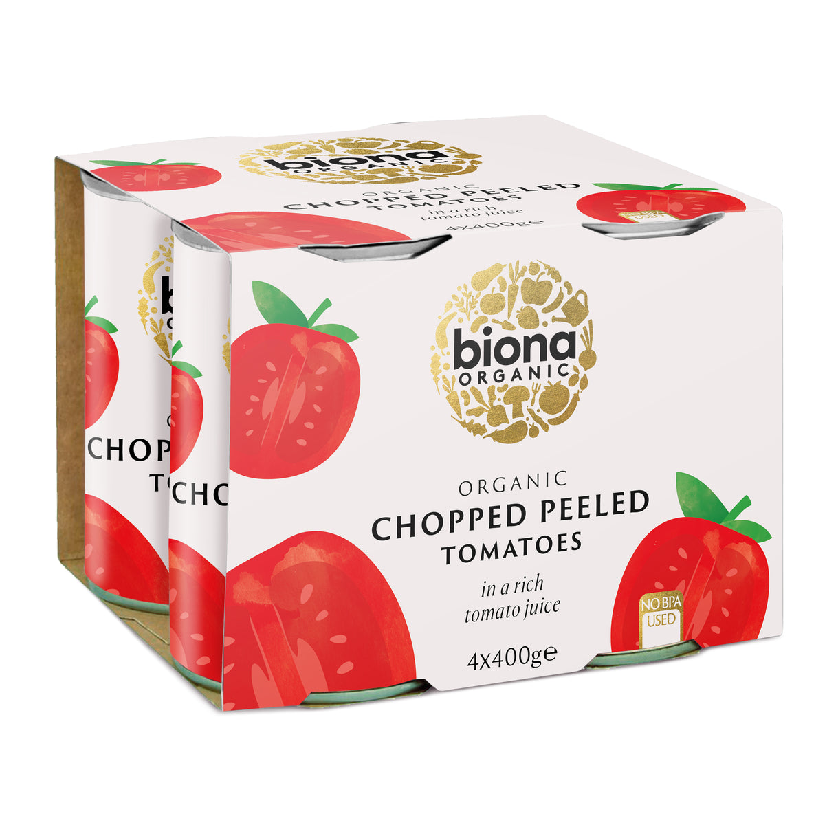 Biona Organic 4 Pack Chopped Peeled Tomatoes (4x400g) – Fennel and Ginger